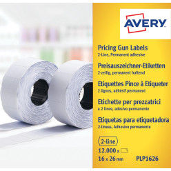 Avery PLP1626 étiquettes pour étiqueteuse, permanent, ft 26 x 16 mm, 12 ...