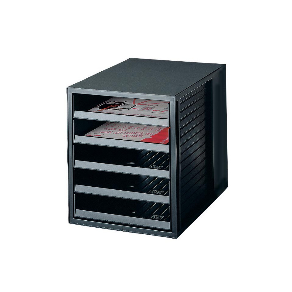 Han bloc à tiroirs avec tiroirs ouverts, noir