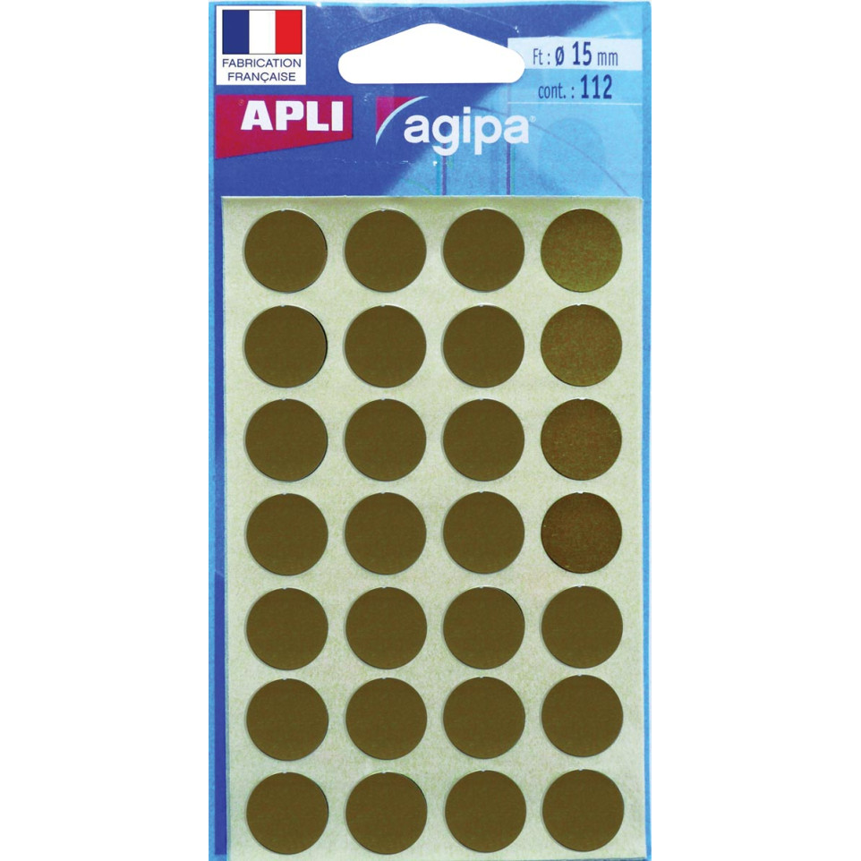 Agipa étiquettes ronds en pochette diamètre 15 mm, or, 112 pièces, 28 ...
