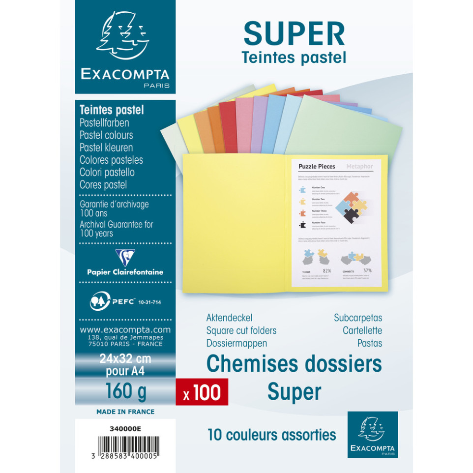 Paquet 100 chemises SUPER 160 - 24x32cm/ Pce
