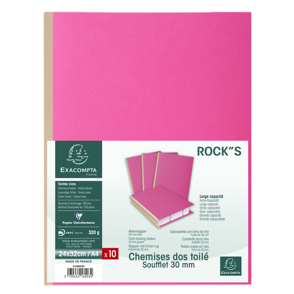 Pack of 10 expanding spine folders ROCK'S 320gsm - 24x32cm./ Pc.