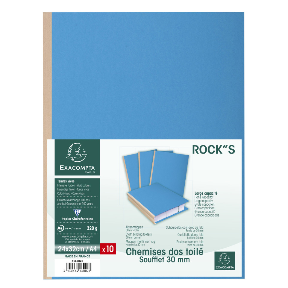 Pack of 10 expanding spine folders ROCK'S 320gsm - 24x32cm./ Pc.