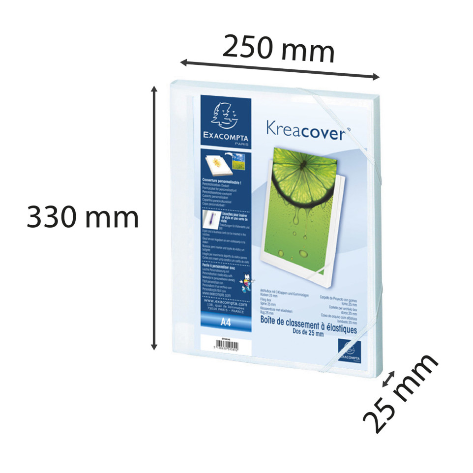 Boite de classement Dos 25mm polypropylène opaque 7/10e Krea Cover - A4/ Pce