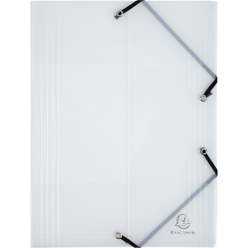Exacompta Crystal PP Elaticated 3 Flap Folders, A4, Clear/ Pc.