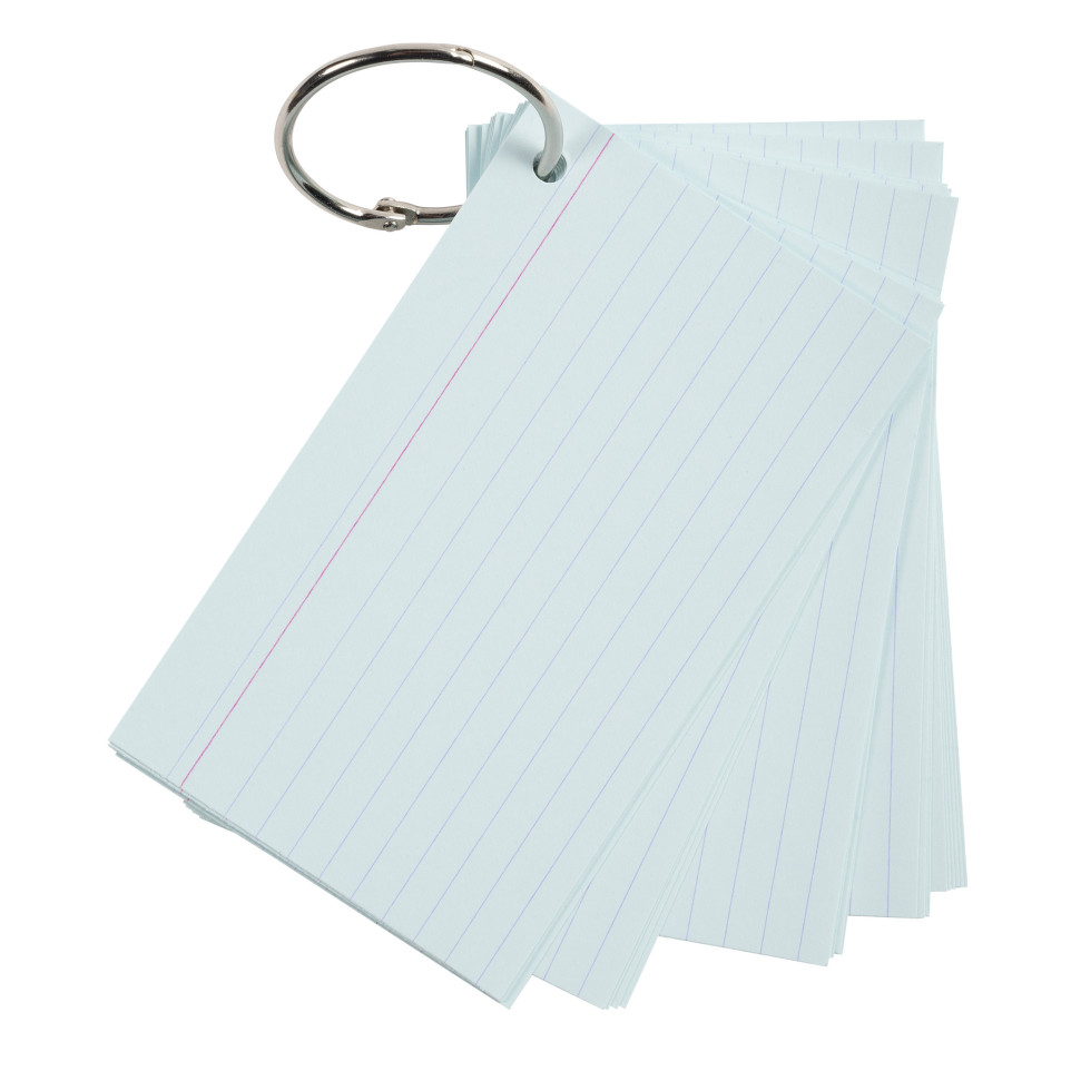 Pk50 Flashcards A6 l-ined 5 ass.colors / 1 Pc.