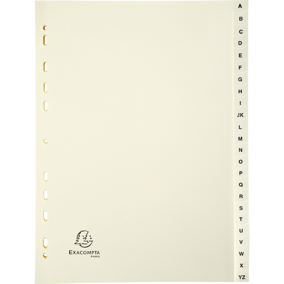 Intercalaires imprimés Carte peau 155g 24 positions de A à Z - A4/ Pce