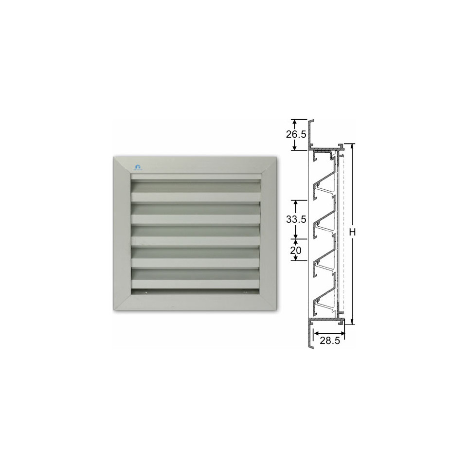 Muurrooster Renson 411 blank aluminium 500x300mm / pce