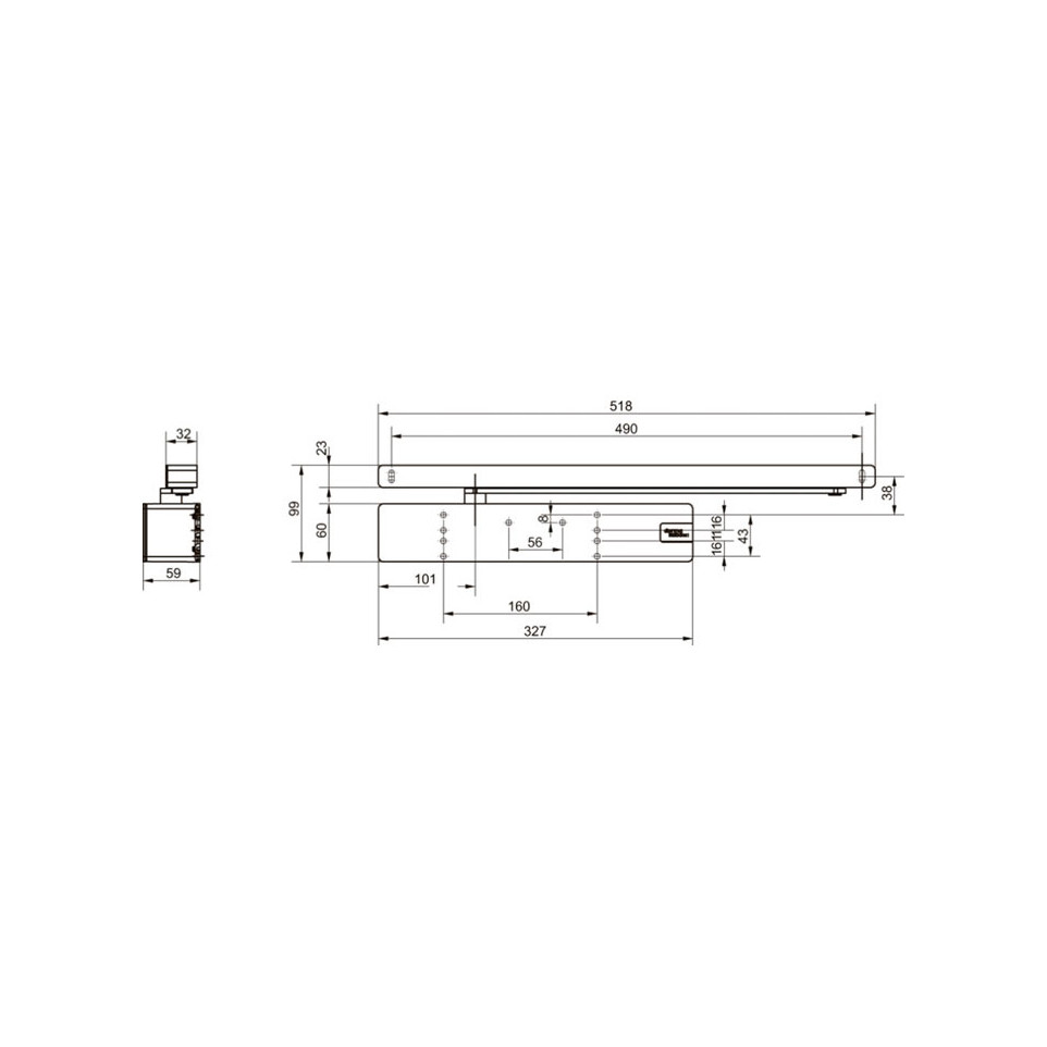Ferme-porte Dorma TS 98 XEA EN 1-6 sans bras noir 9005 / pce