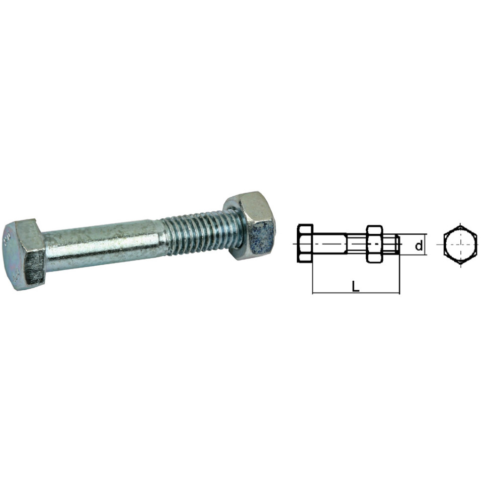 Boulon mécanique acier zingué + écrou DIN 601/555 Ø18x80mm / 25pce