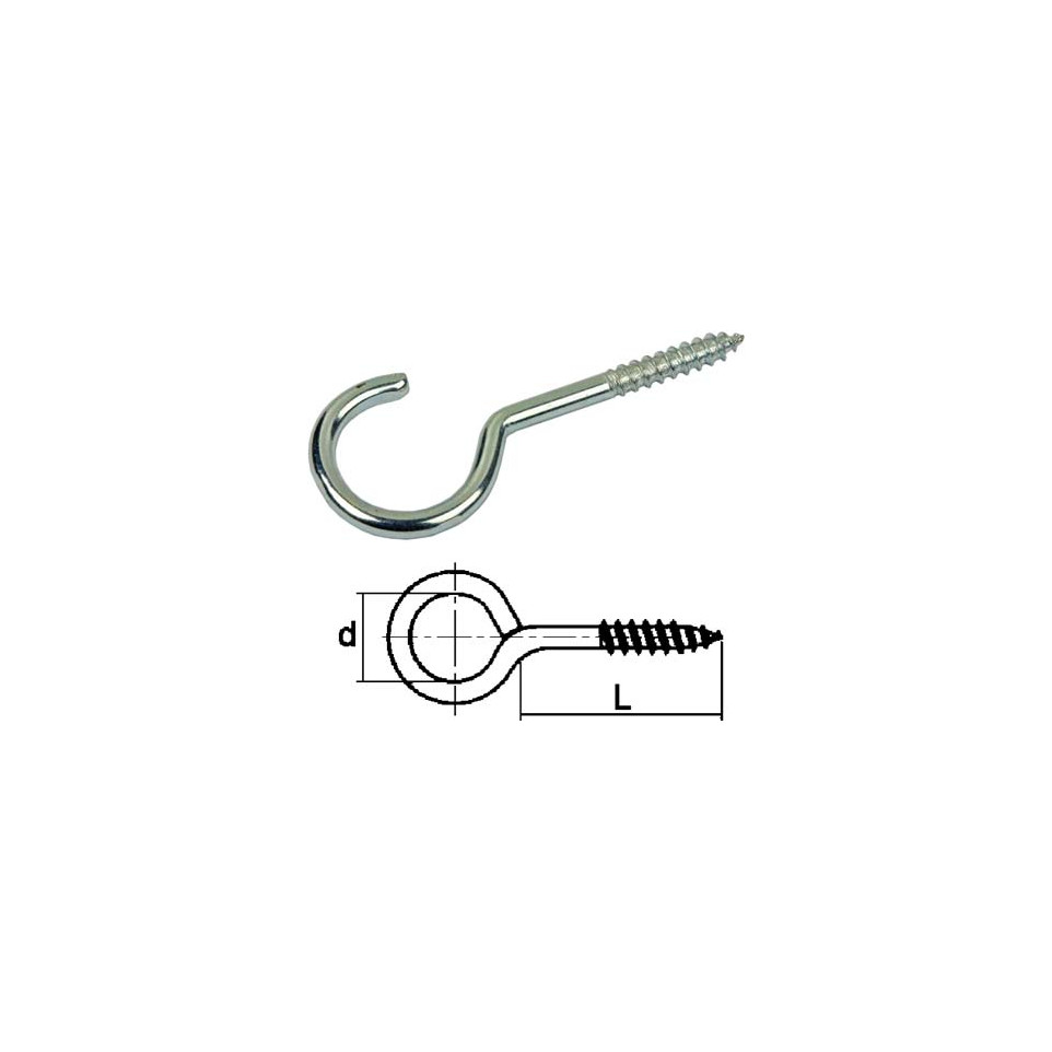 Crochet d'armoire acier zingué Ø3,5x30mm / 100pce