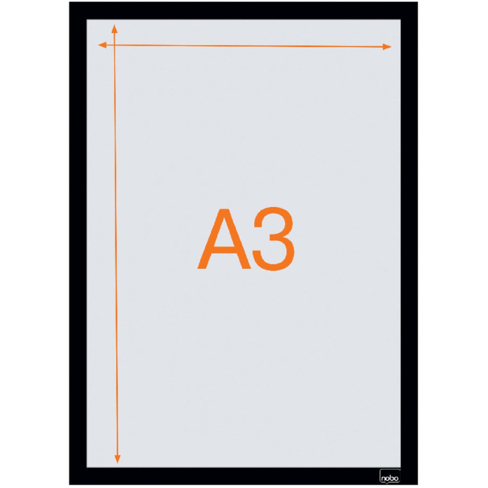 Nobo cadre magnétique autocollant A3, noir, paquet de 2 pièces
