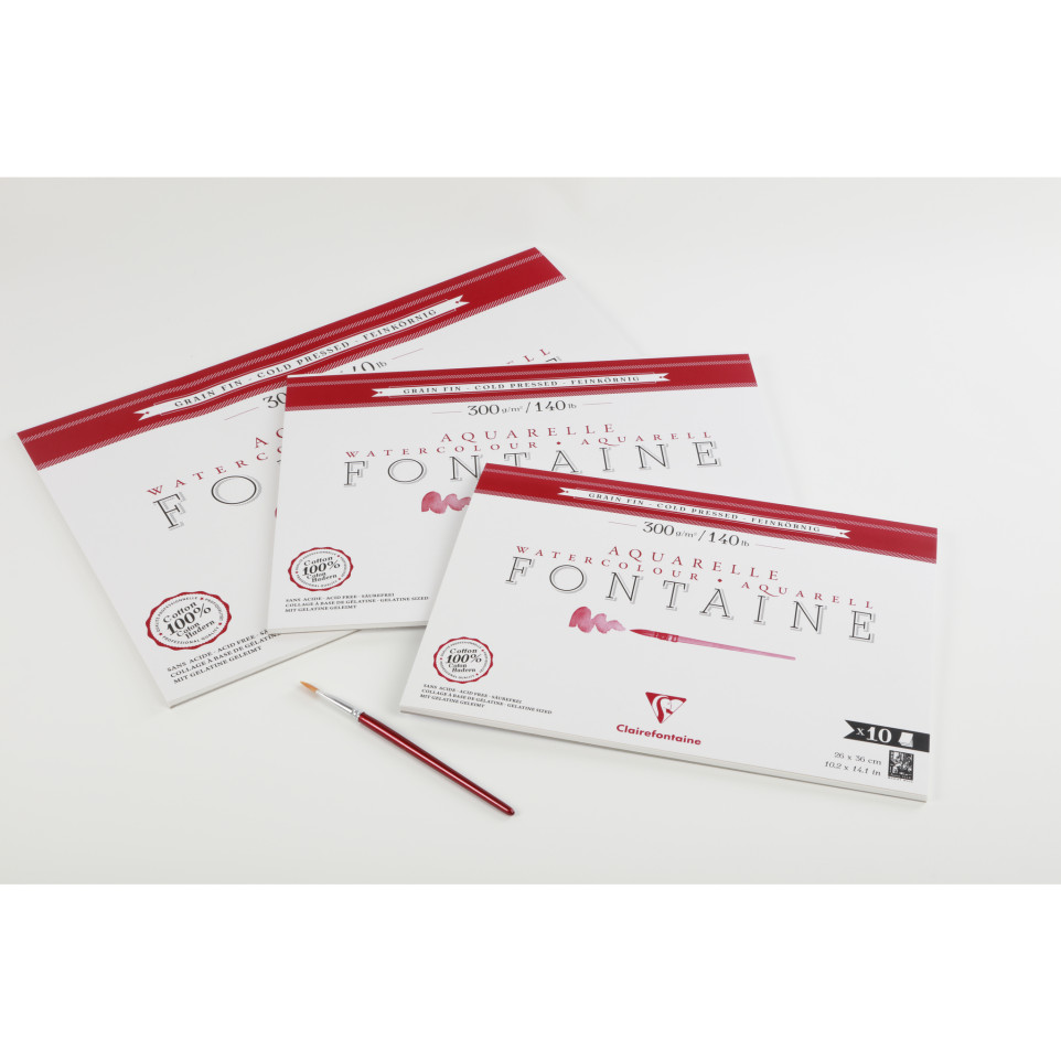 Fontaine bloc collé 1 côté 10F 26x36cm 300g grain fin/ Pce