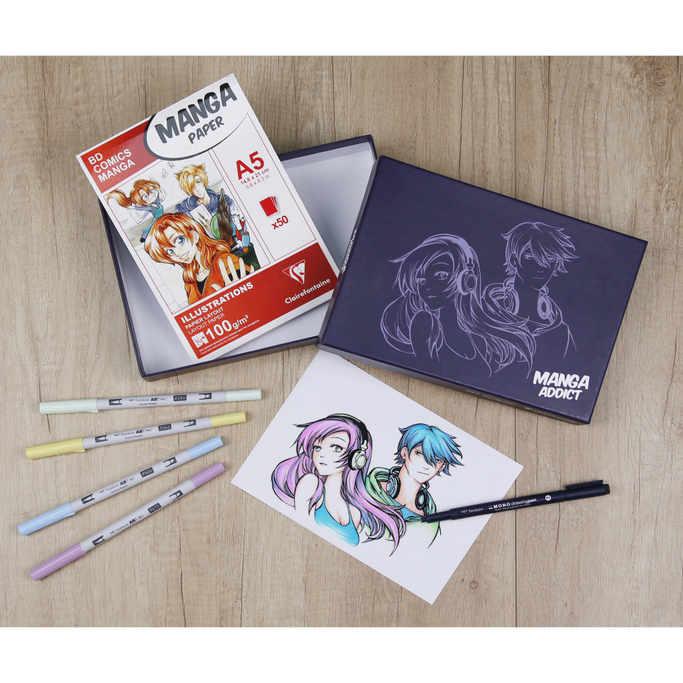 Manga Addict coffret spécial bloc collé Manga Layout 50F A5 100g et ...