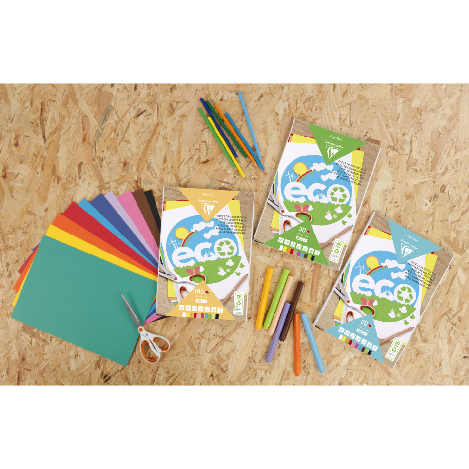 PAPIER COULEUR RECYCLÉ, Bloc de 20 feuilles 210g/m2 au format A4 (21x29 ...