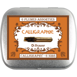 BOITE METAL 6 PLUMES CALLIGRAPHIE/ Pce