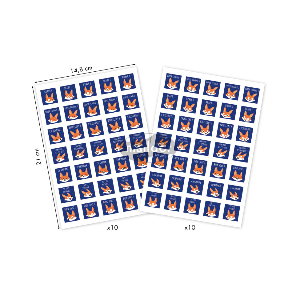 Educatives, Sach 20 pl 14,8x21cm, Bon points renards/ Pce