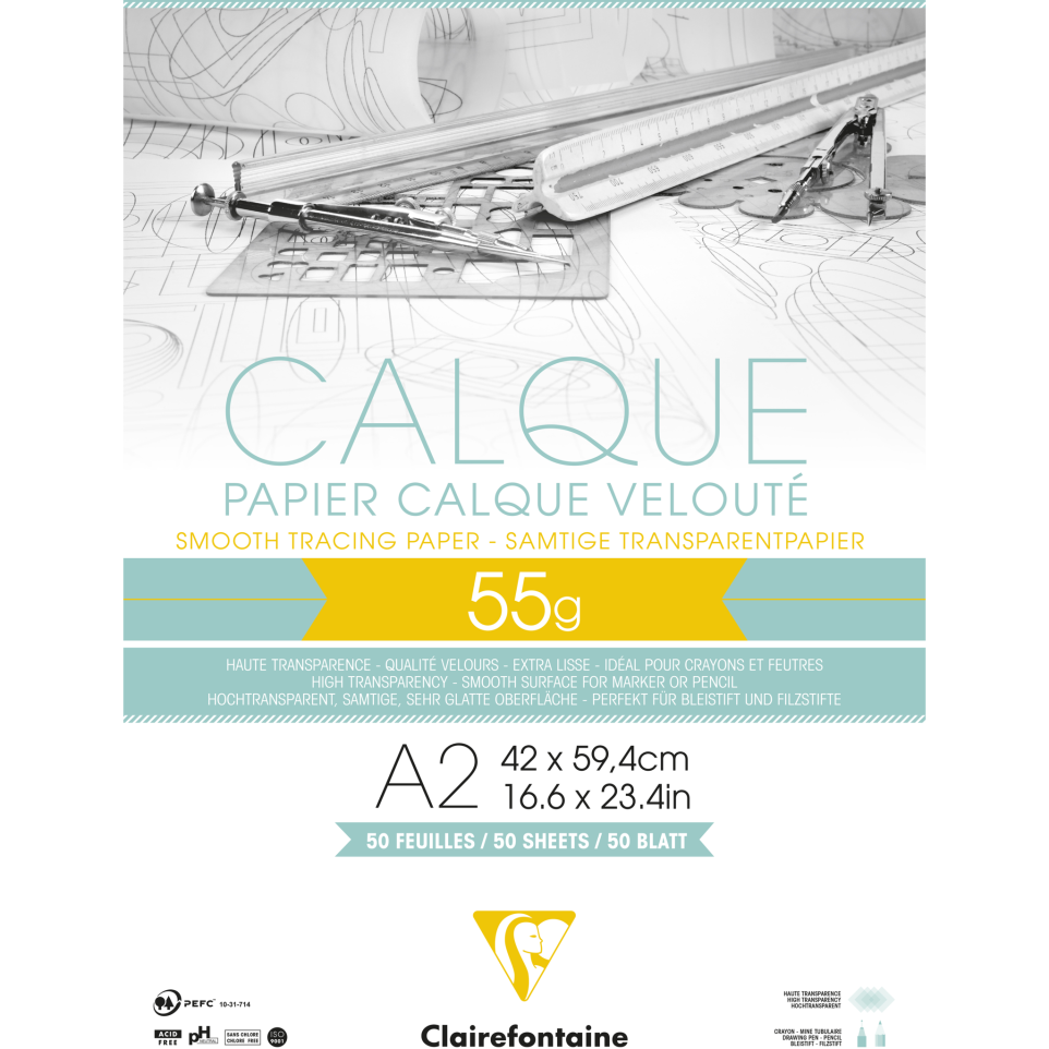 Blok Kalkpapier 50 blad 55g A2-/ St.