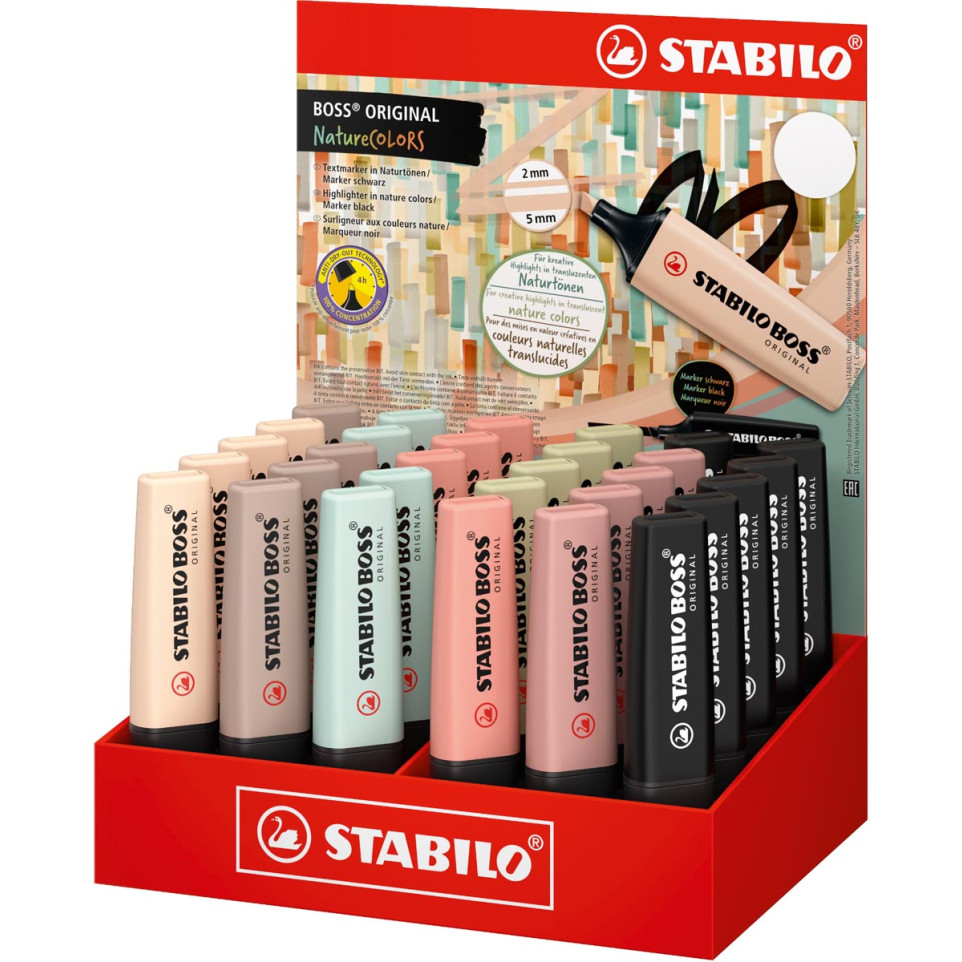 STABILO BOSS ORIGINAL NatureCOLORS surligneur, présentoir de 30 pièces ...