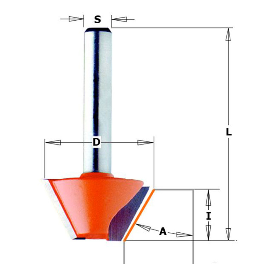 Afkantfrees met 2 hardmetalen snijkanten / pce