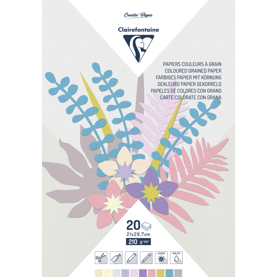 A4 PAD, 210g grained- paper, Pastel ass./ Pc.