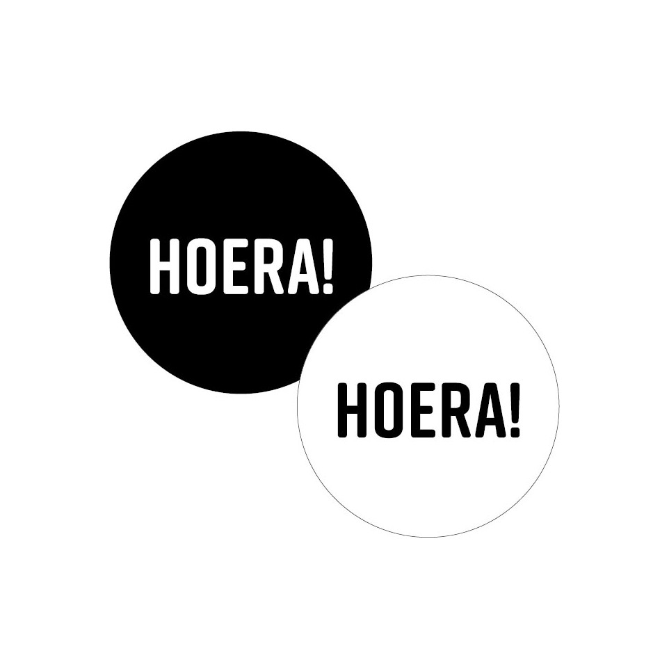 KP étiquette "Hoera!", diamètre 40 mm, 2 variantes, rouleau de 250 pièces