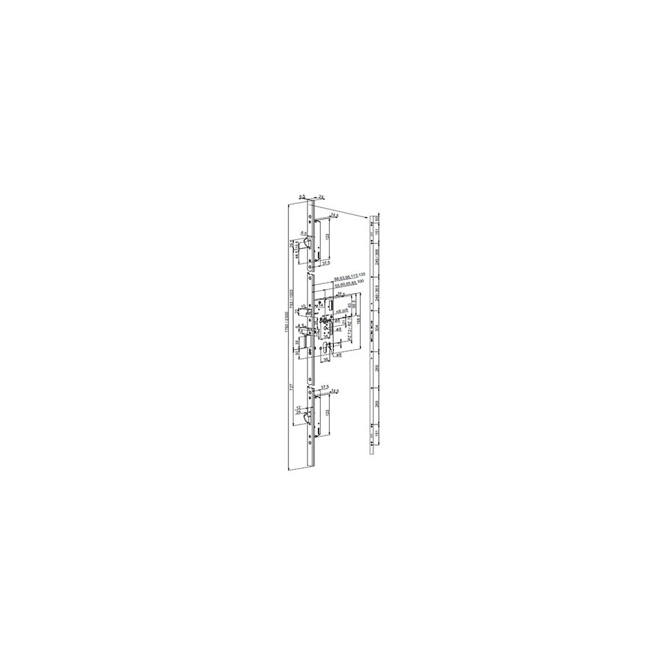 Serrure multipoint motorisée Abloy MP520 60/72 12-24 Vdc avec gestion / pce