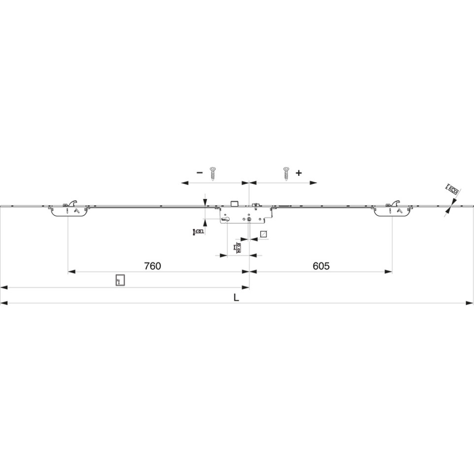 Serrure multipoint semi-automatique Maco à cylindre Z-TF 45/92/F20 pênes-crochets 1050/2000mm / PCE