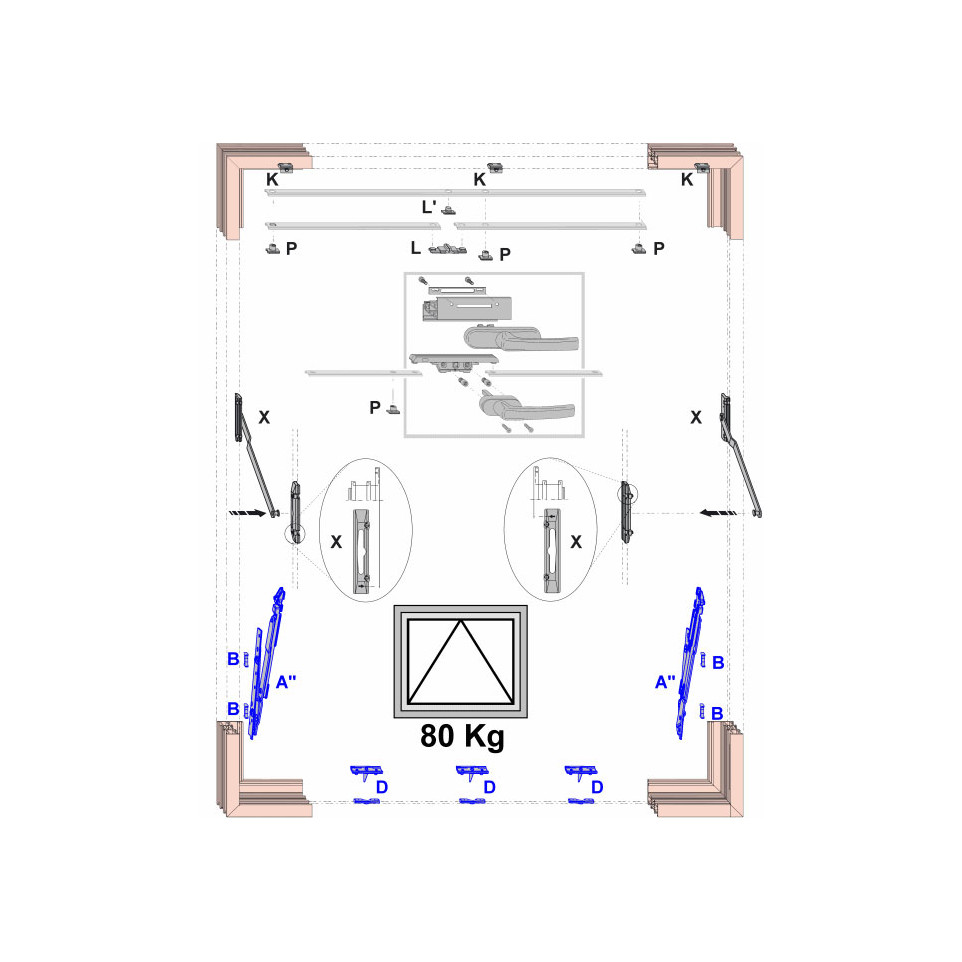 Roto ALU 540i (SAPA RC-SystemS specifiek) lager- en schaarblokken (4 ...