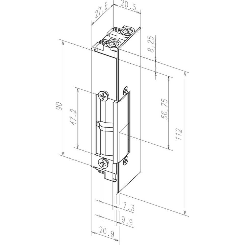 Elektrische sluitplaat met asymmetrische behuizing Effeff 14 05 RR eE ...