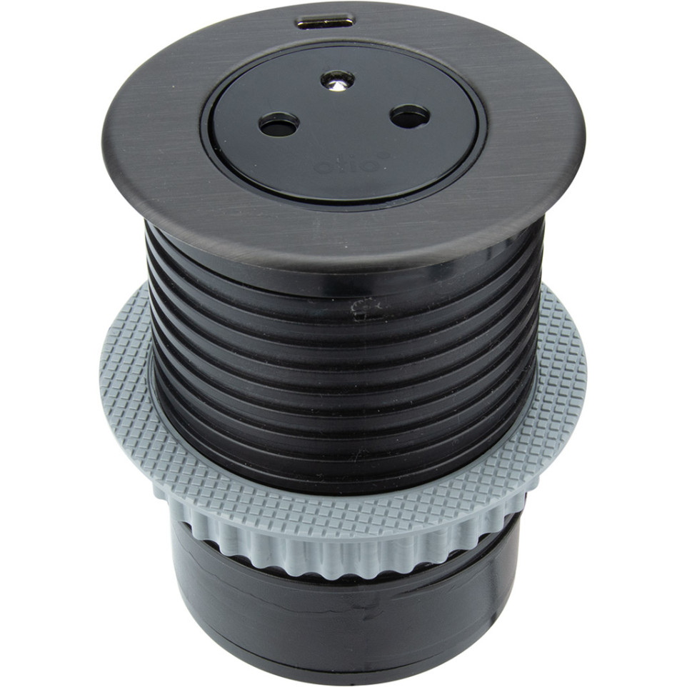 Easy-Eject inbouwstopcontact Ø60mm 1 stopcontact+1USB-C zwart / pce