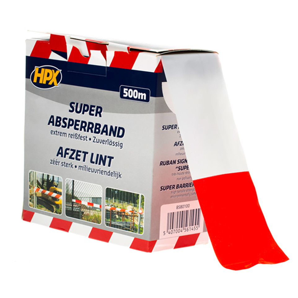 Ruban signalisation HPX SUPER blanc/rouge 80mm x 500m / 500m