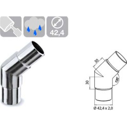 Coude à 135°droit à coller pour tube Ø42,4mm inox 316 / pce