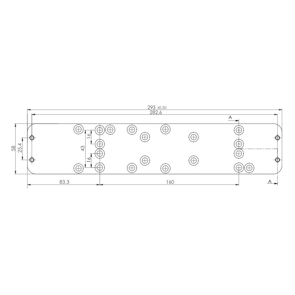 Plaque de montage corps Assa Abloy DCA 126 pour DC 340 et 350 / pce