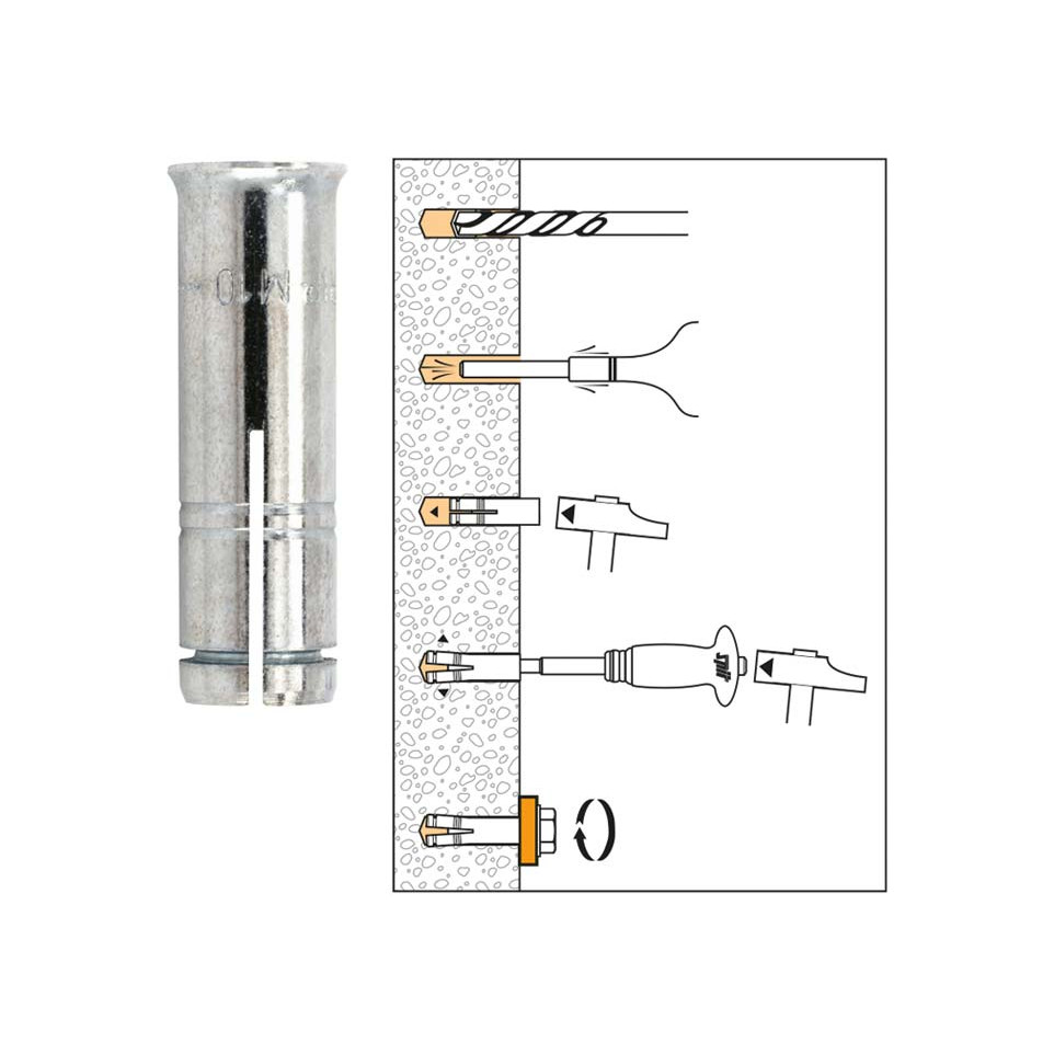 Cheville Spit GRIP L avec collerette M8x30mm / pce