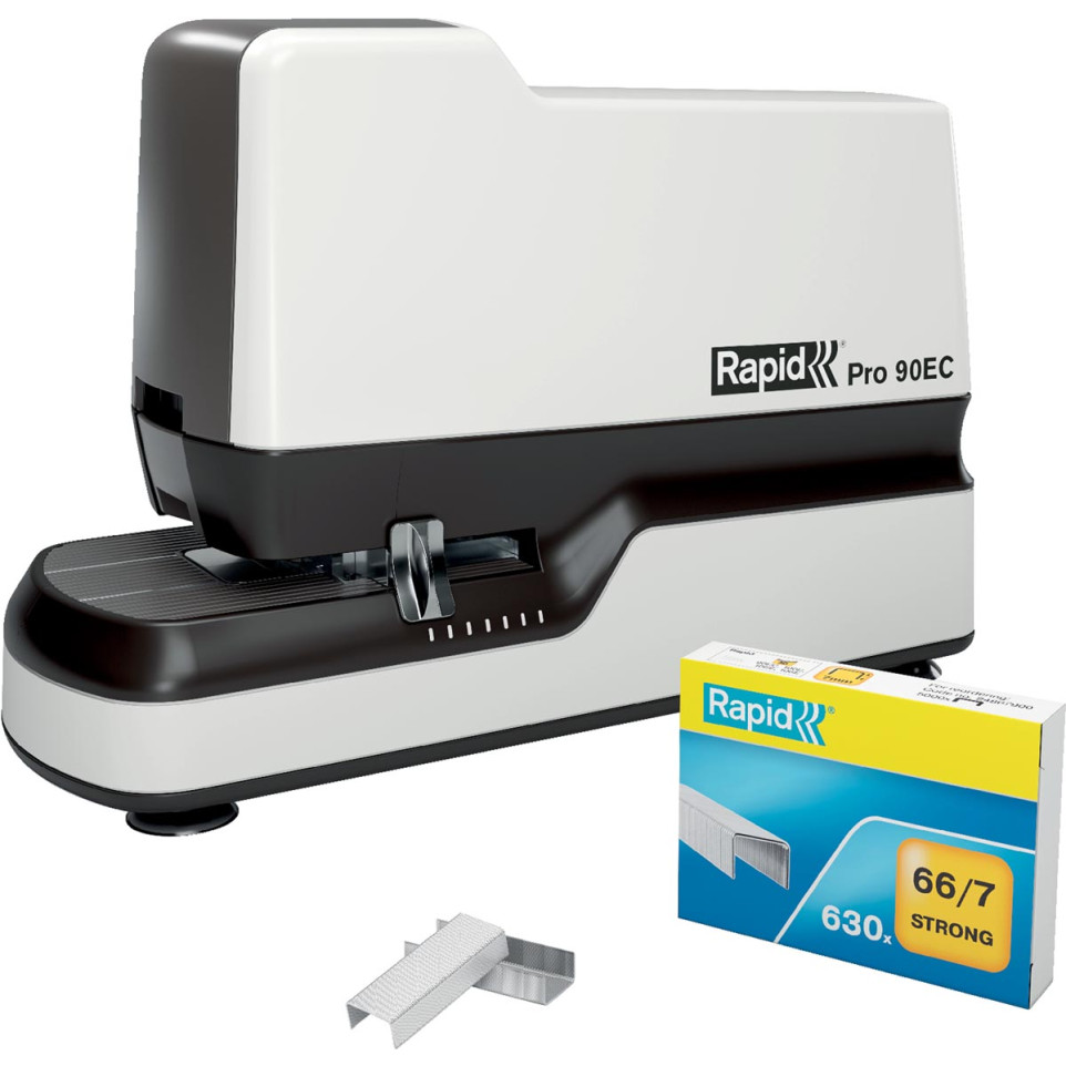 Rapid agrafeuse électrique Pro 90EC, sans contact, 50 feuilles, blanc