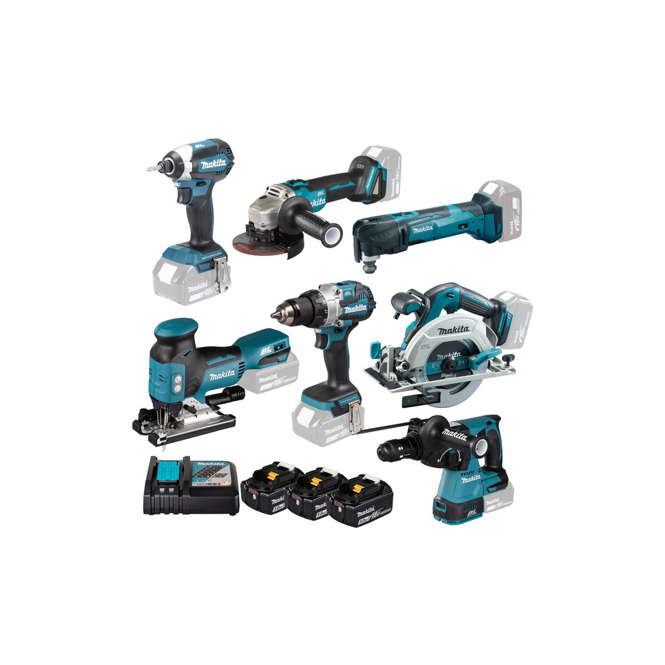 Combiset 7 machines Makita DLX7030T3J 18V 5Ah / pce