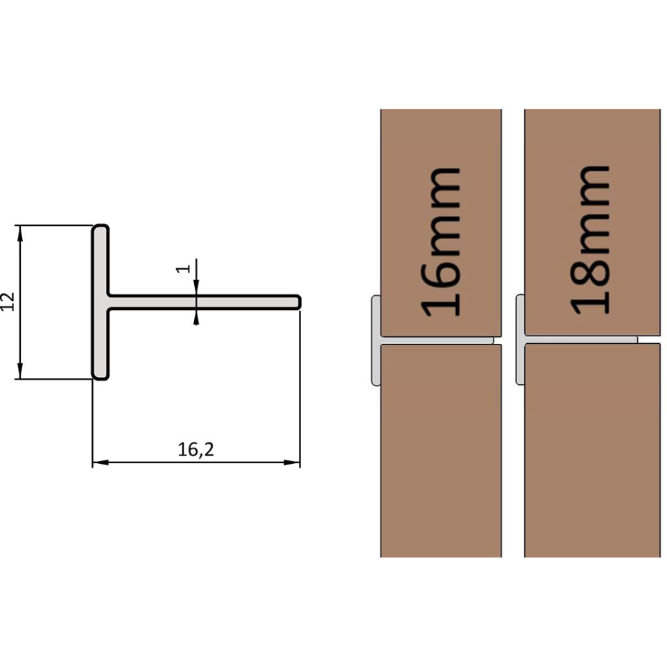 Profil traverse intermédiaire "T" aluminium anodisé pour panneaux bois ...