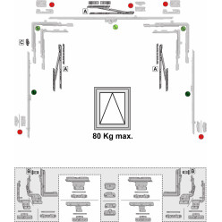 Midden scharnier mobiel met groef Roto Designo II K 12/20-13 R.264015 / pce