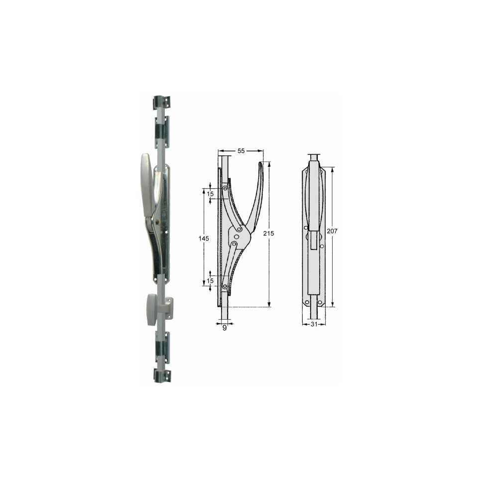 Vierkante staaf voor espagnolet met toegepaste pomp model 2110 lengte ...