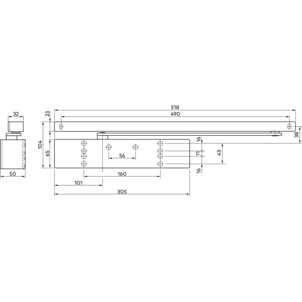 Ferme-porte Dorma TS 92 B XEA EN 1-4 sans bras argent / pce
