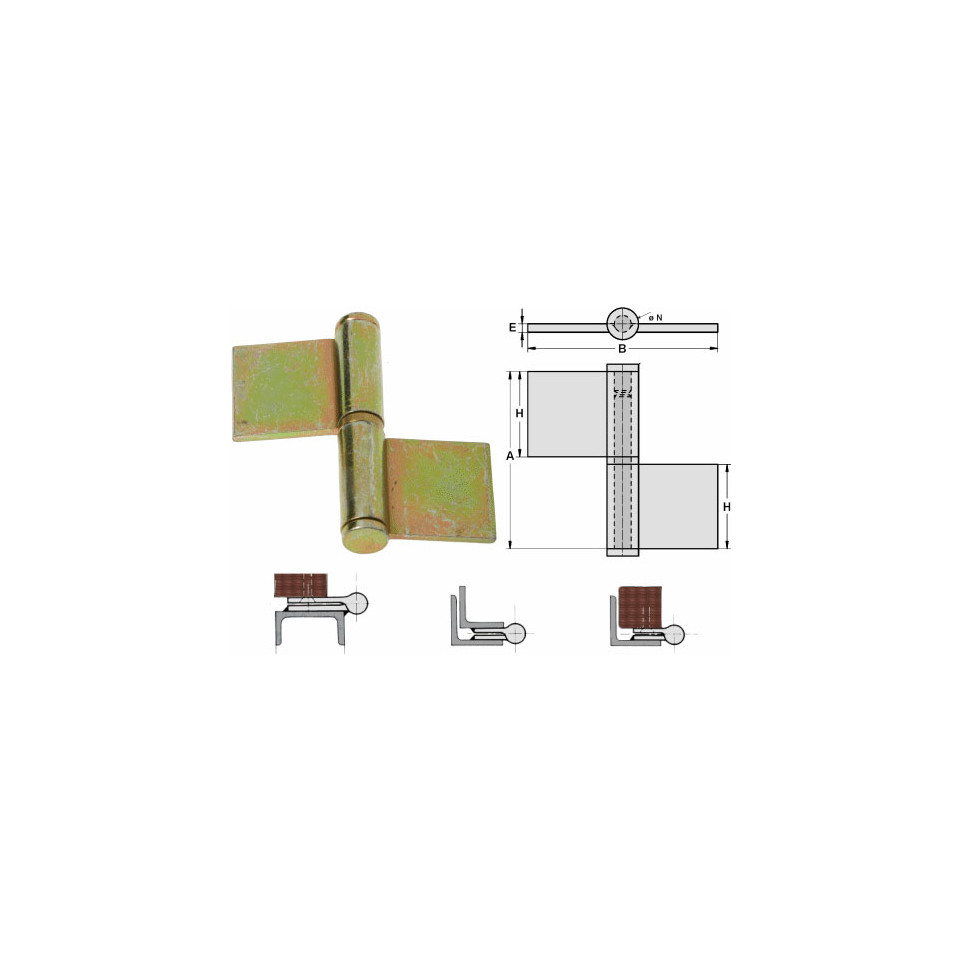 Paumelle de grille à souder 84x90mm / pce