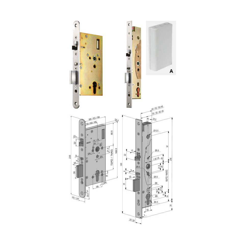 Serrure motorisée à encastrer Abloy EL520 (CERTA PUBLIC) 55/72 12-24 ...