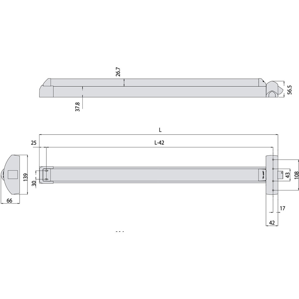 Cisa Fast Touch 840 mm paniekuitgangsbord in rood en zwart / pce