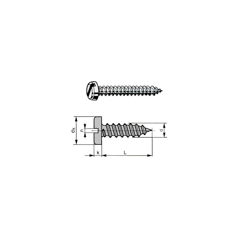 Vis parker inox A2 tête cylindrique fendue DIN 7971 Ø4,8x50mm / 100pce