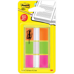 Post-it Index standard, ft 25,4 x 43,2 mm, blister avec 3 couleurs, 20 ...