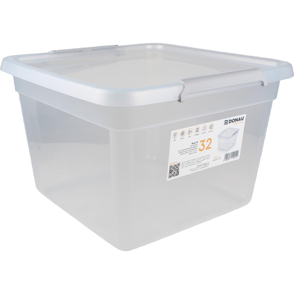 DONAU Home boîte de rangement, 32 litres, transparent