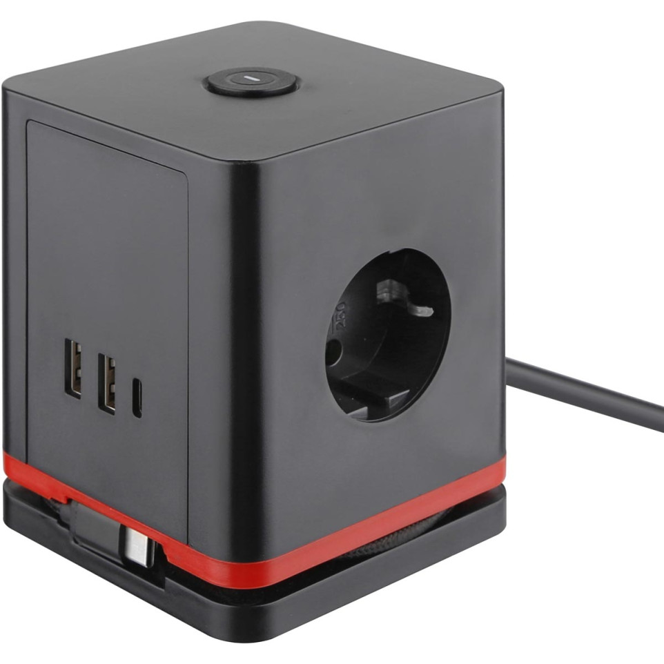 IOIO douille SW1000 avec 3 prises et 3 ports USB, cube, noir