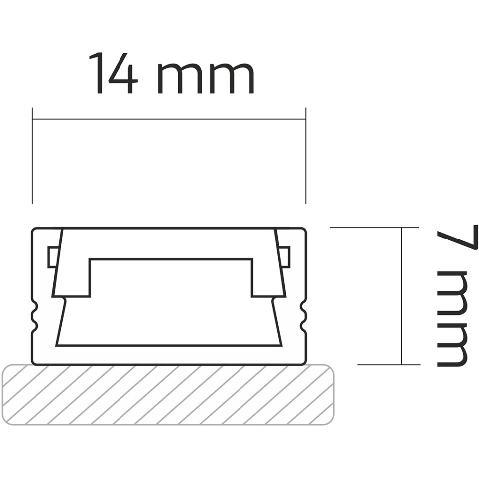 Profil Led appliquer Line mini 14x7mm alu anodisé + cover opal / 2m