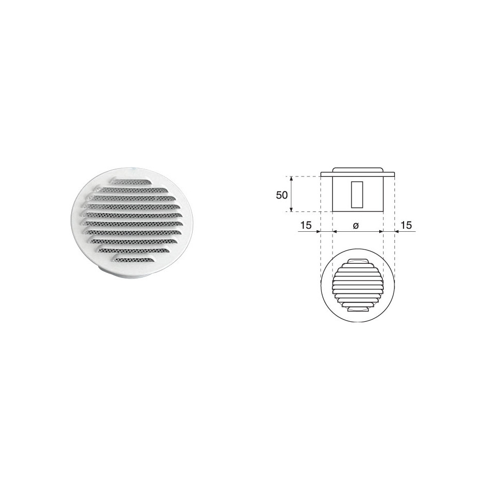 Grille estampée ronde 435-R Renson Ral 9006 Ø100mm / pce