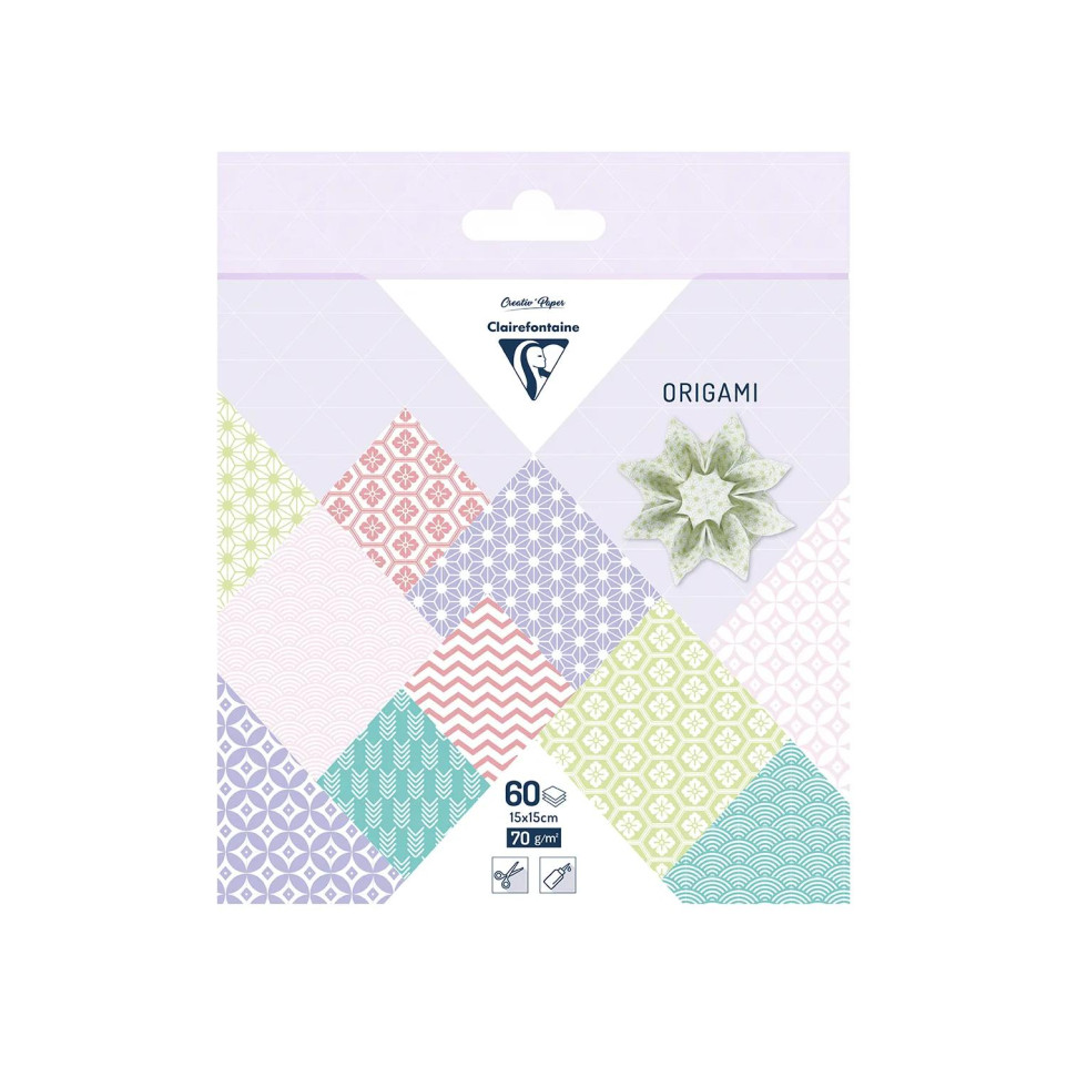 ORIGAMI, Pochette de 60 feuilles 70g/m2 au format 15x15cm - Printemps/ Pce
